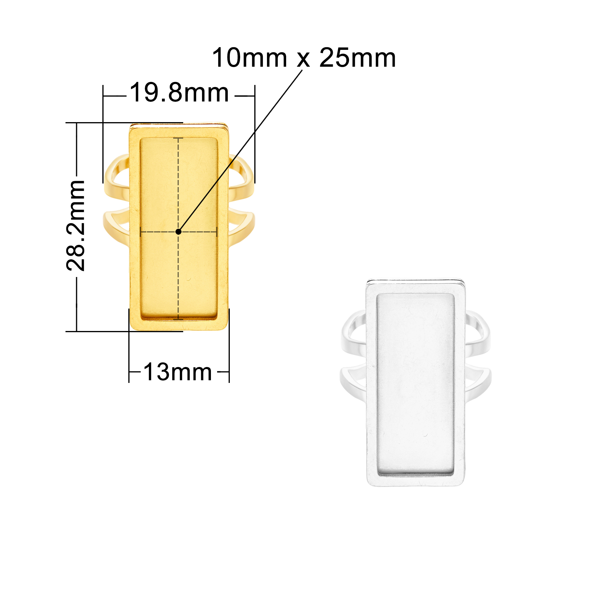 10x25MM Keepsake Mother's Milk Resin Rectangle Bezel Ring Settings ...
